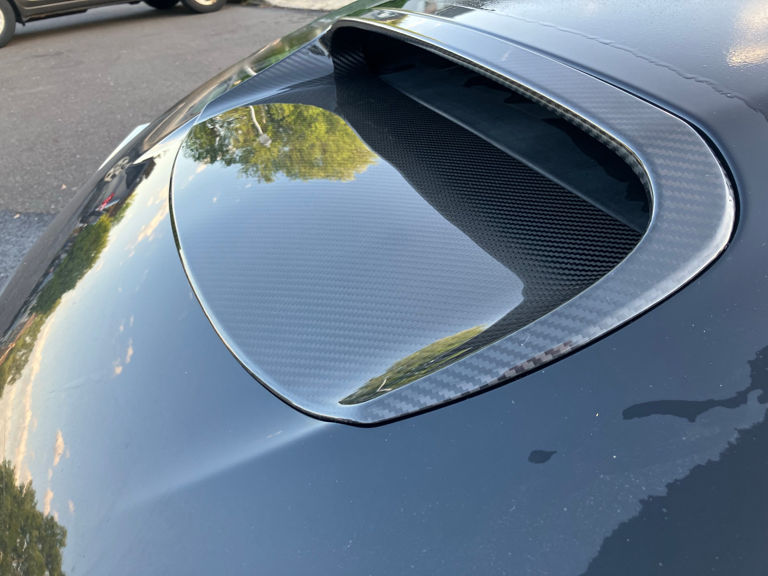 OLM LE Dry Carbon Fiber Hood Scoop Cover - 2010-2014 WRX / STI with Ho