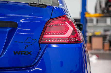 OLM Evolution Tail Lights - Clear Lens, Red Base, White Bar - 2015-202